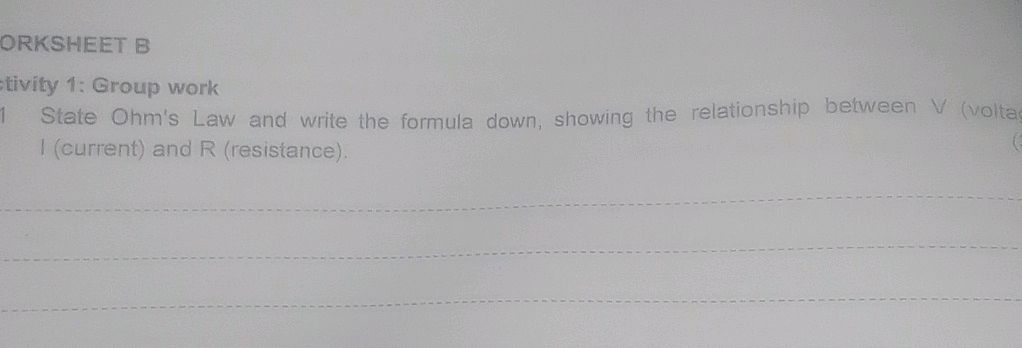 1 State Ohm's Law and write the formula