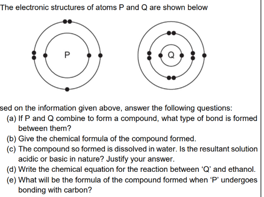 The electronic structures of atoms P and Q