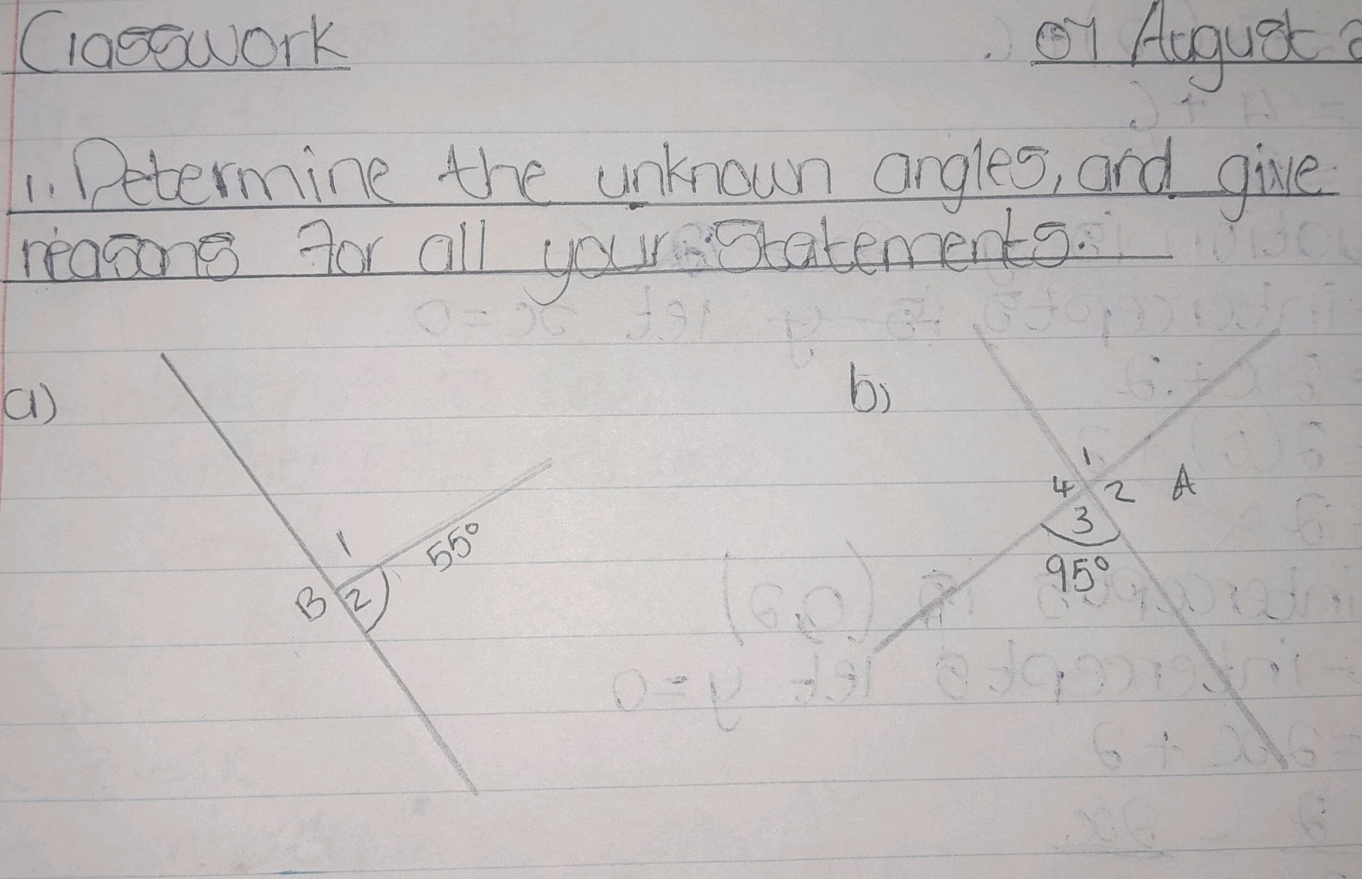 Classwork 01 August a 1. Determine the | StudyX