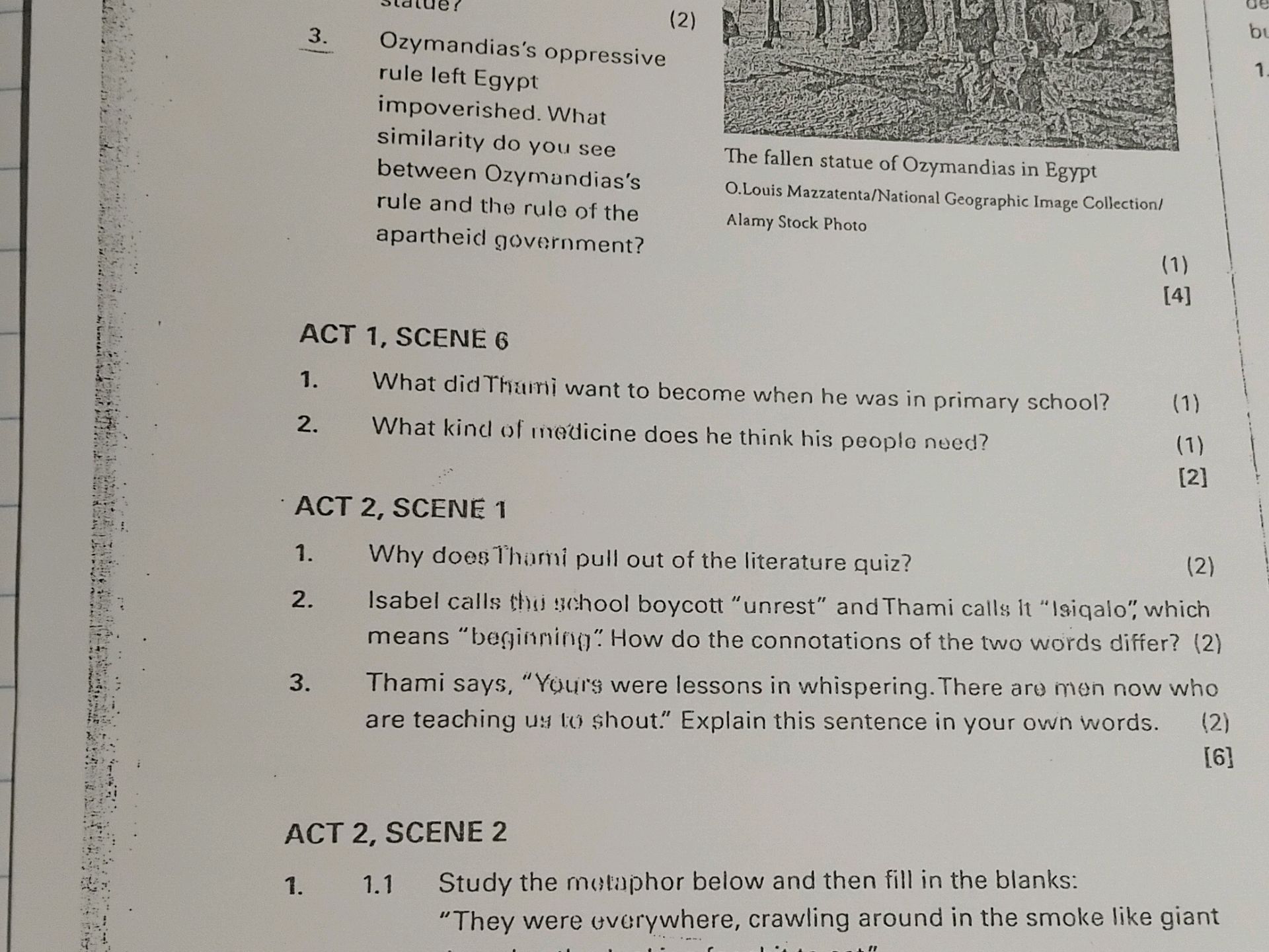 Ozymandias's oppressive rule left Egypt | StudyX
