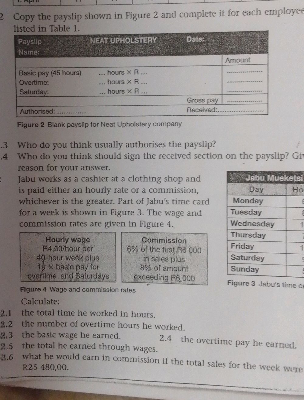 2 Copy the payslip shown in Figure 2 and