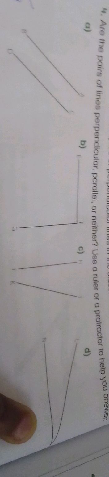 4. Are the pairs of lines perpendicular, | StudyX