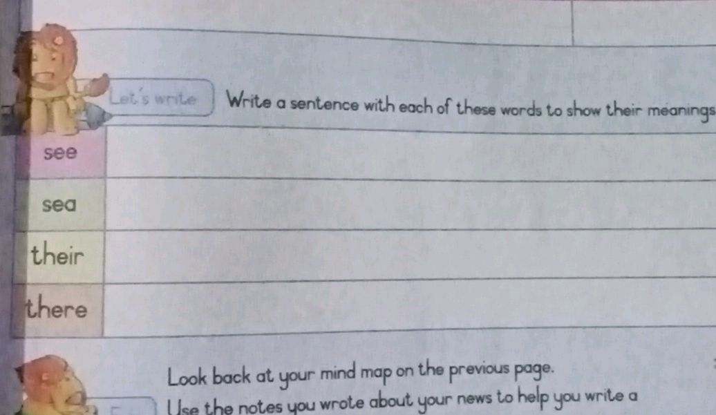 Write a sentence with each of these words to