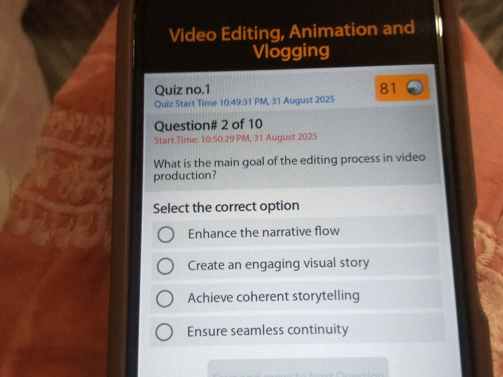 Video Editing, Animation and Vlogging Quiz | StudyX