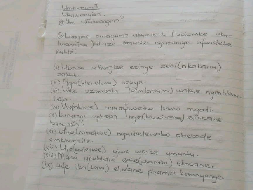 Umbuzo-3 Ukulwangisa. @ Yini ukulwangisa? @ | StudyX