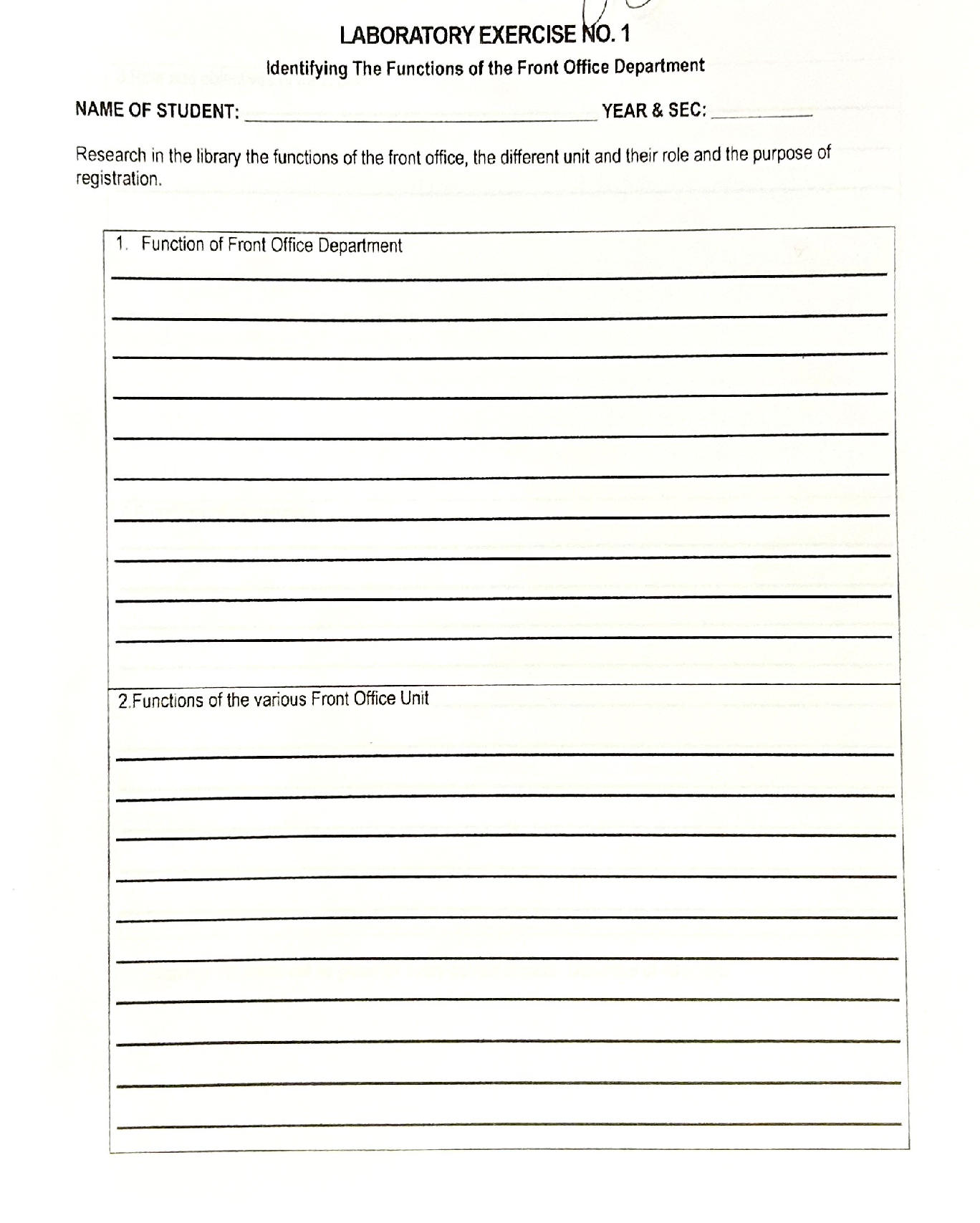 LABORATORY EXERCISE NO. 1 Identifying The | StudyX