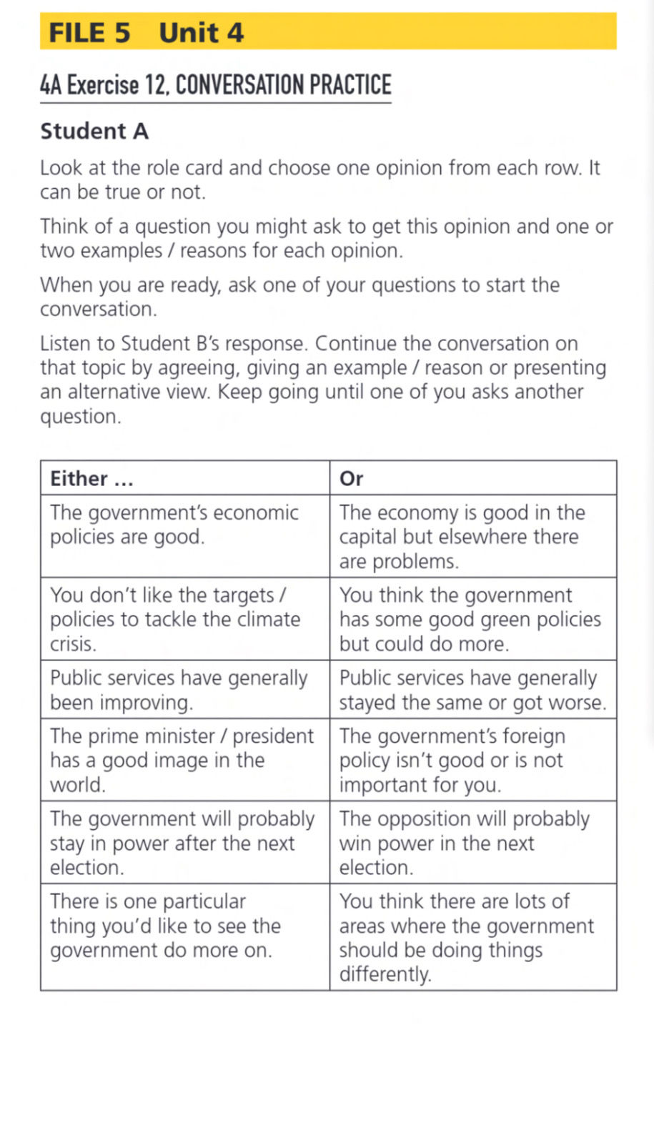 FILE 5 Unit 4 4A Exercise 12, CONVERSATION | StudyX