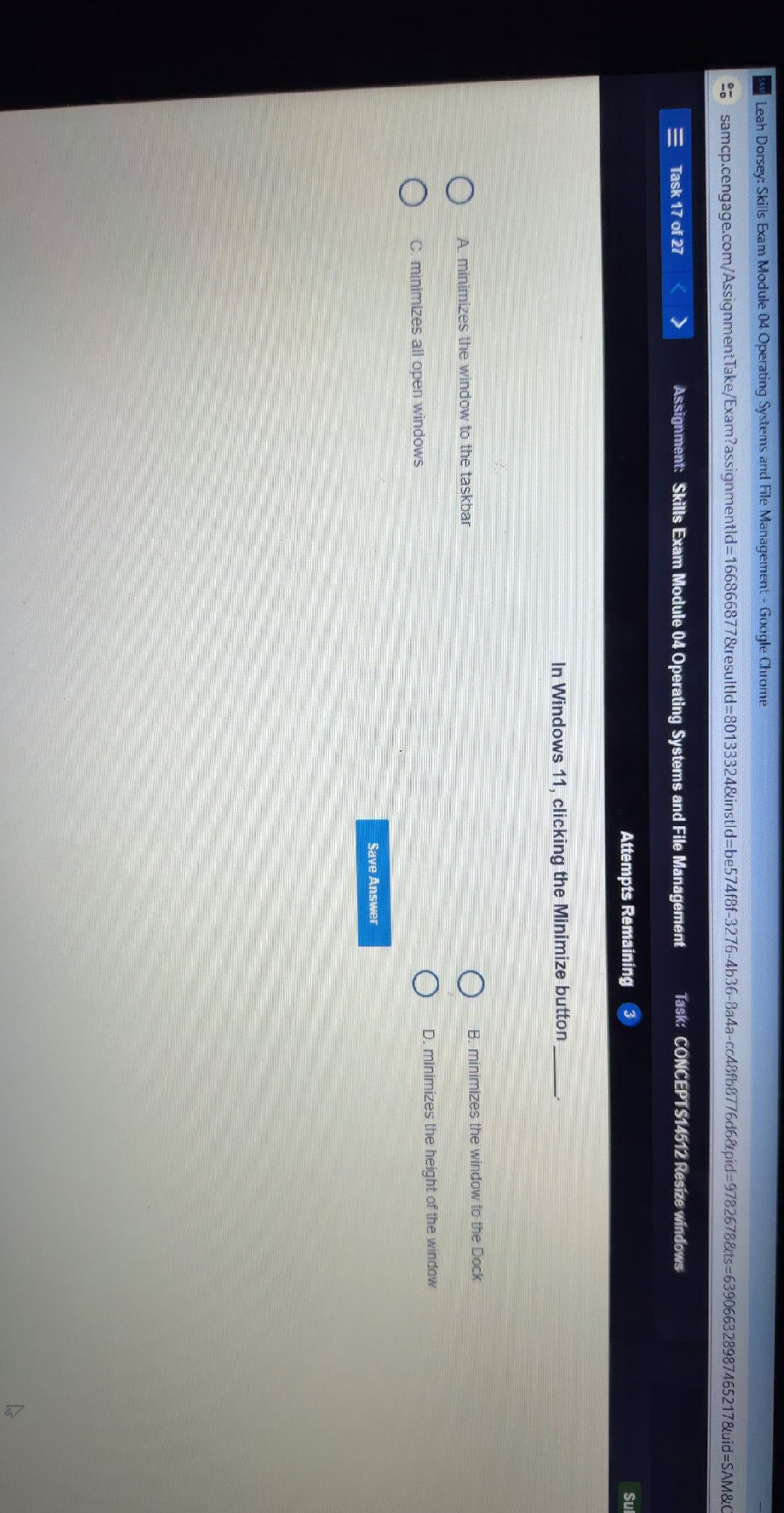 In Windows 11, clicking the Minimize button