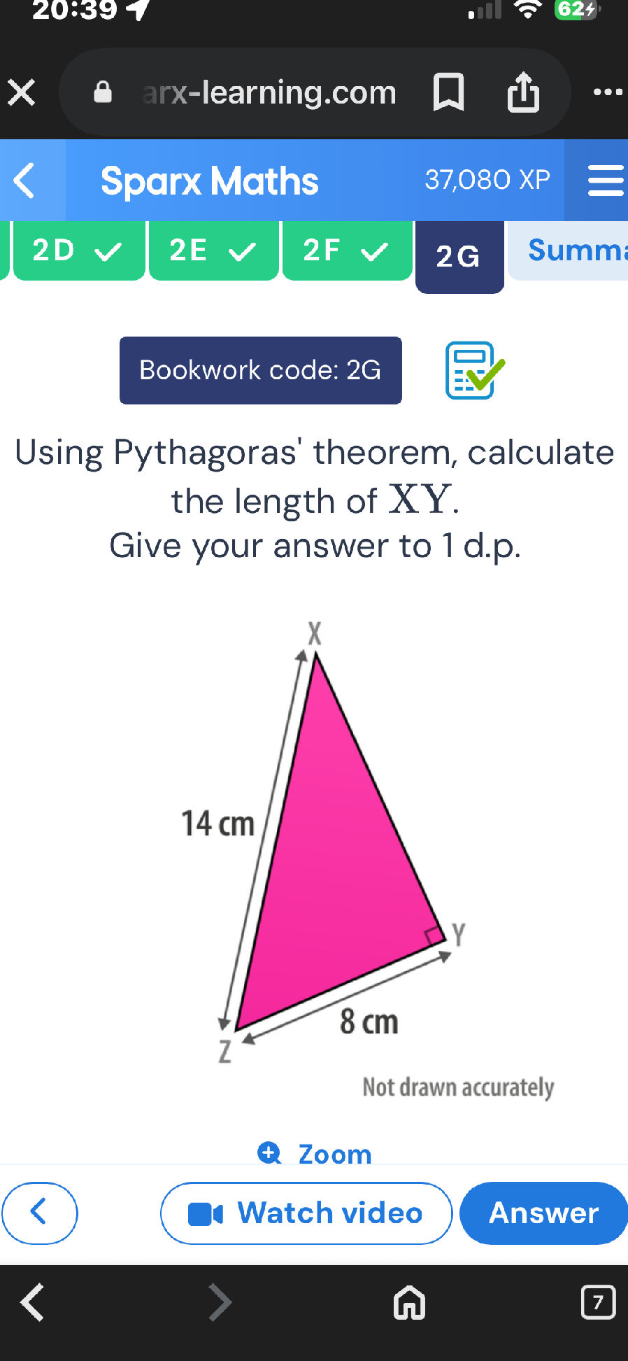 Using Pythagoras' theorem, calculate the | StudyX