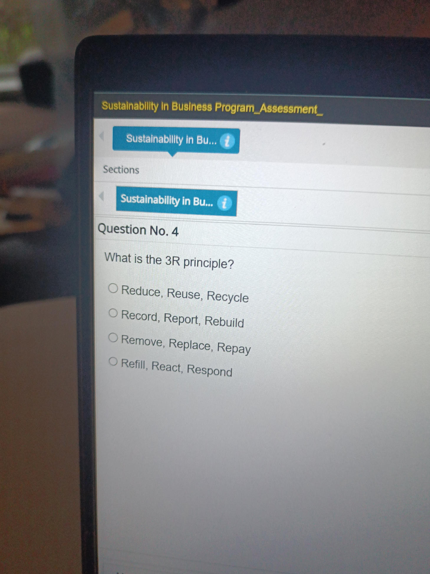 What is the 3R principle? O Reduce, Reuse, | StudyX