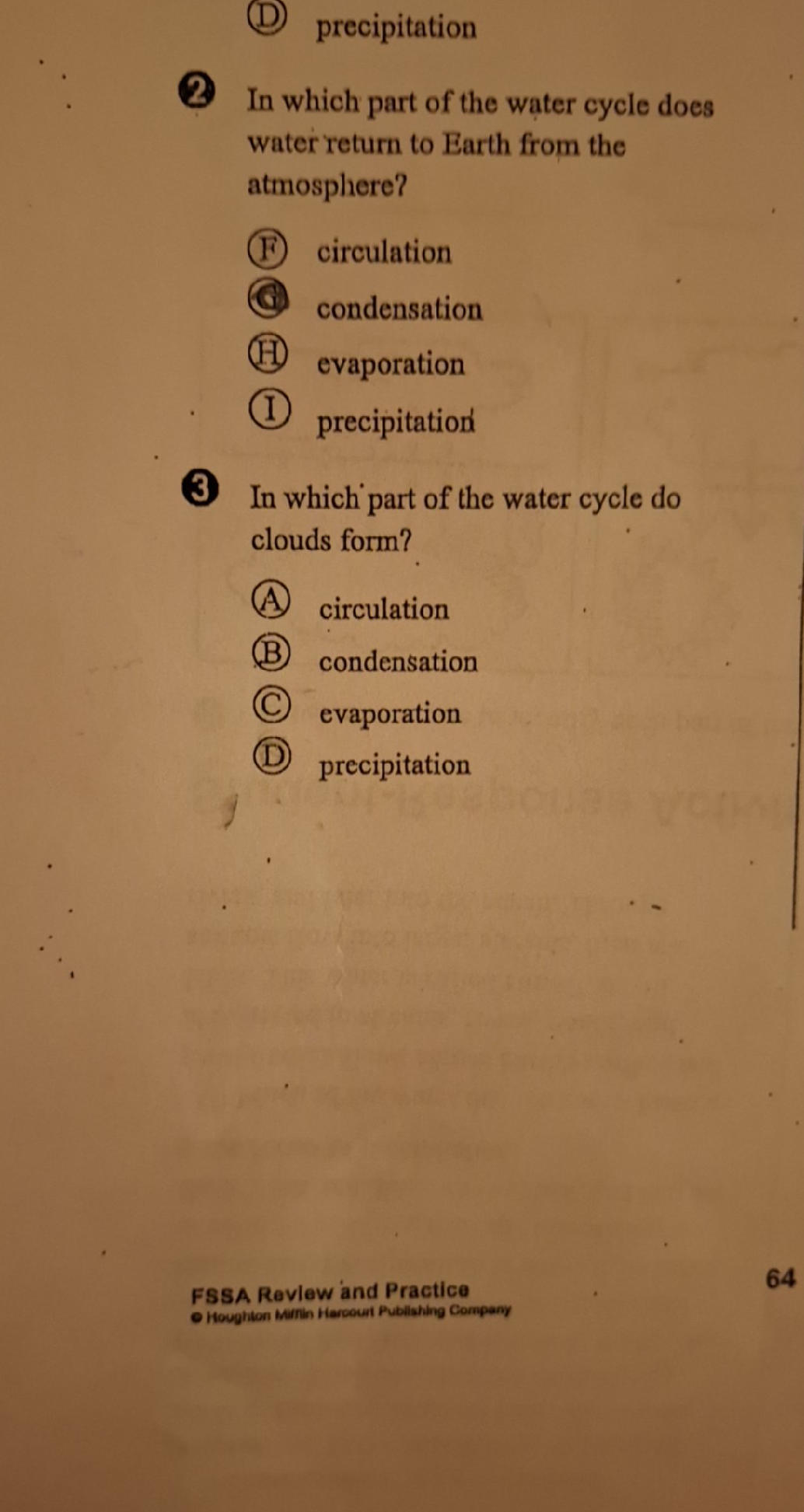 In which part of the water cycle does water | StudyX