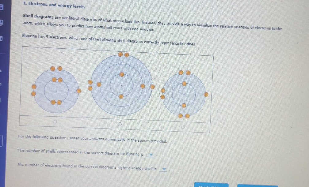 1. Electrons and energy levels Shell | StudyX