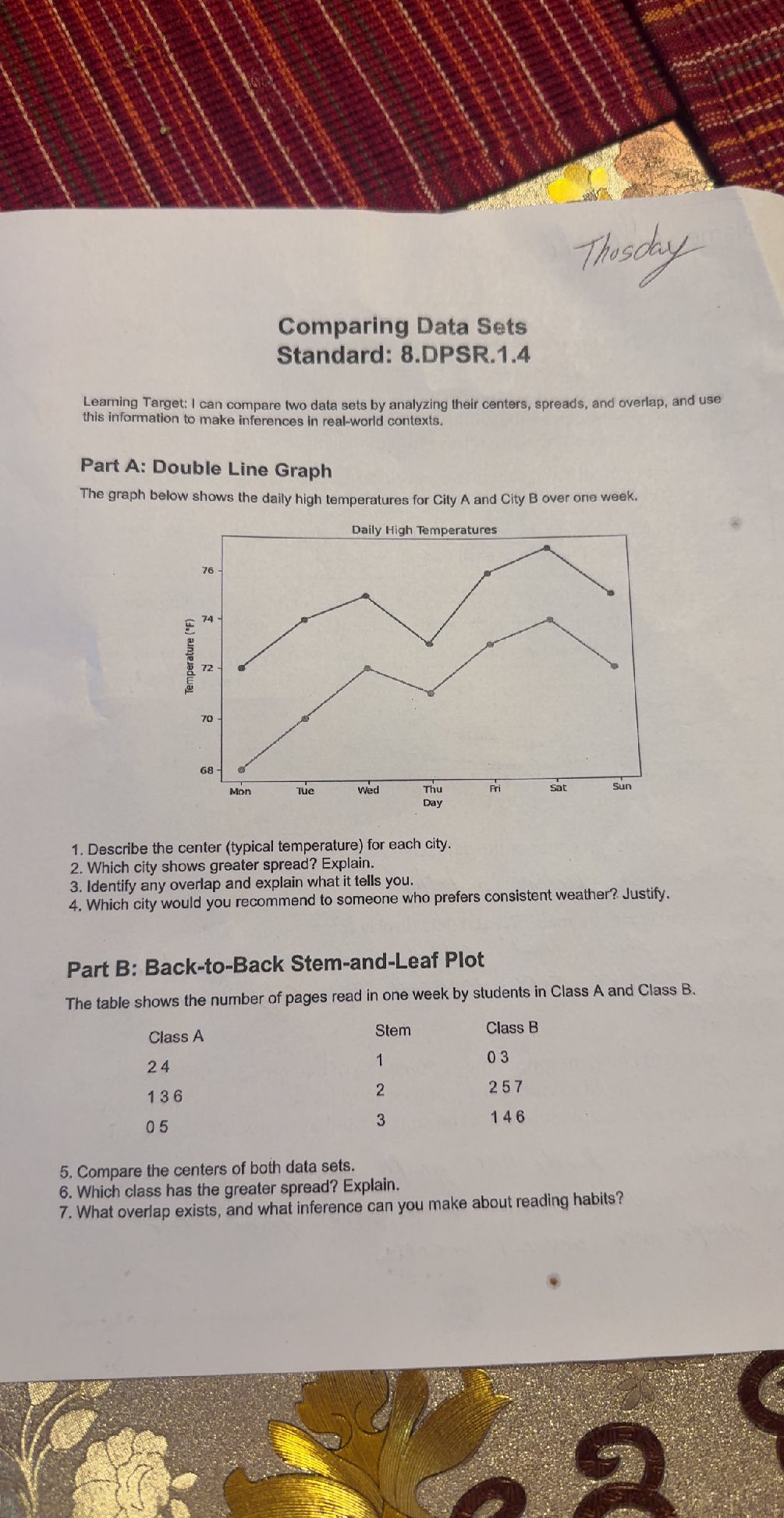 Part A: Double Line Graph The graph below | StudyX