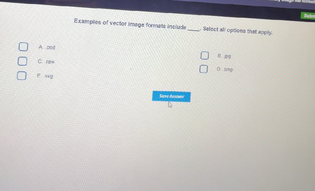 Examples of vector image formats include