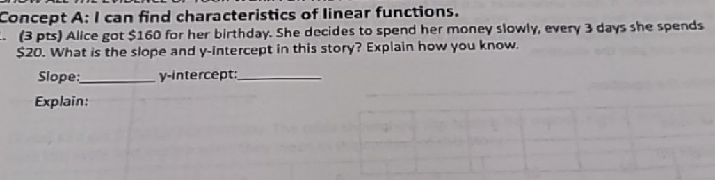 Concept A: I can find characteristics of | StudyX