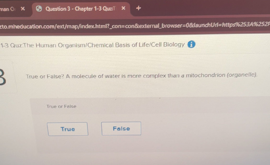 True or False? A molecule of water is more | StudyX