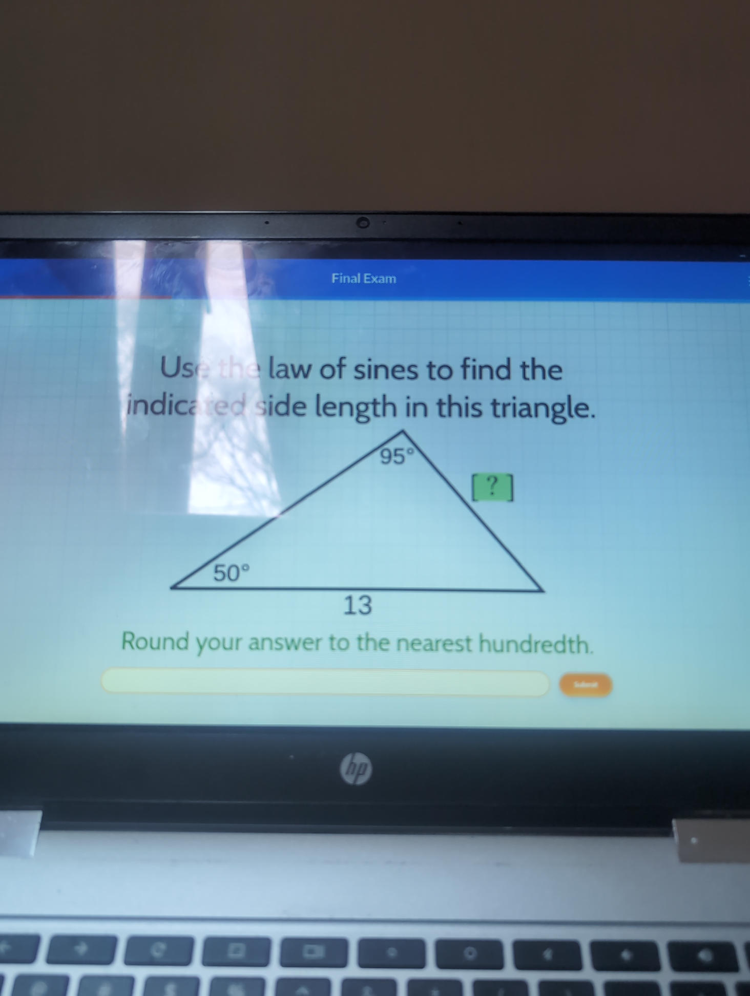 Use the law of sines to find the indicated