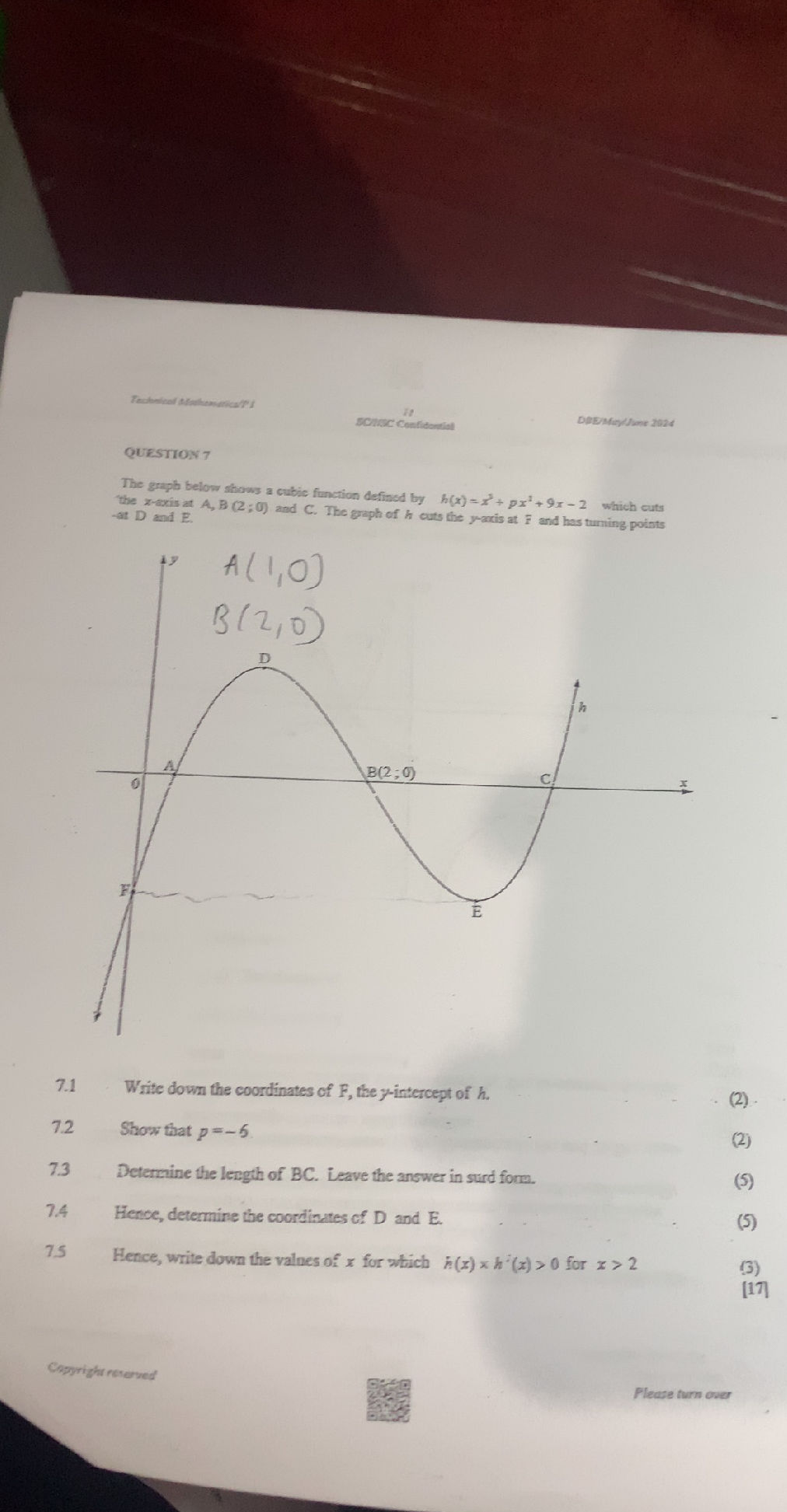 The graph below shows a cubic function | StudyX