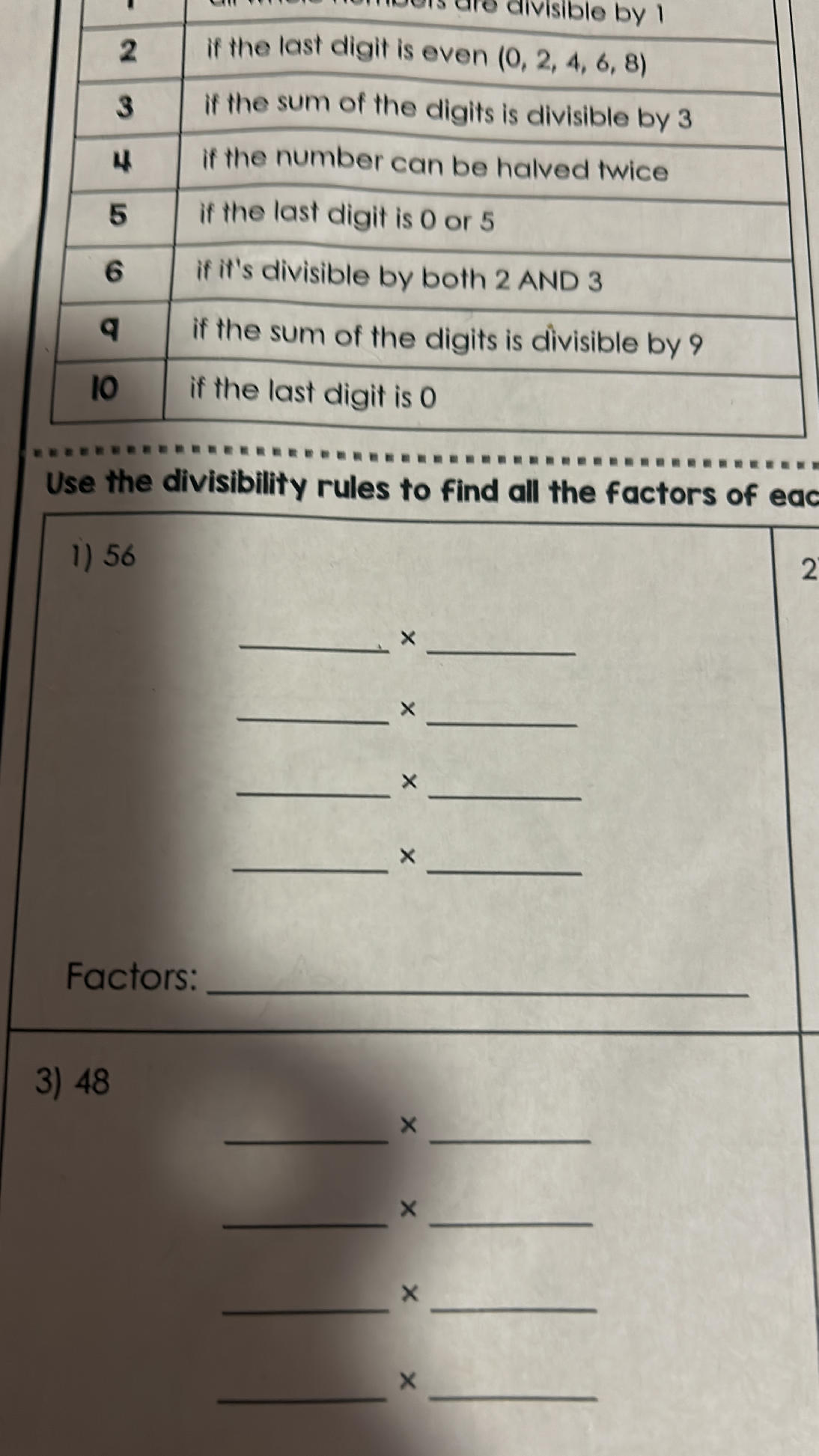 divisible by 1 if the last digit is even (0, | StudyX