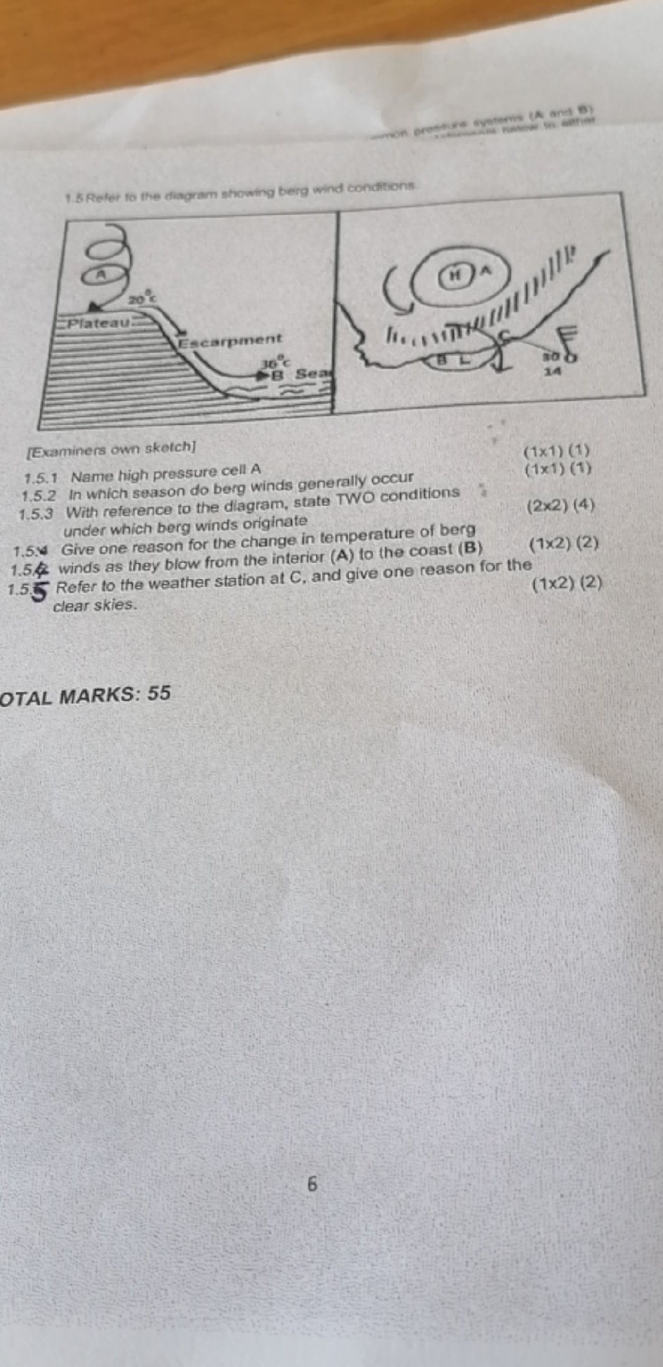 1.5 Refer to the diagram showing berg wind | StudyX