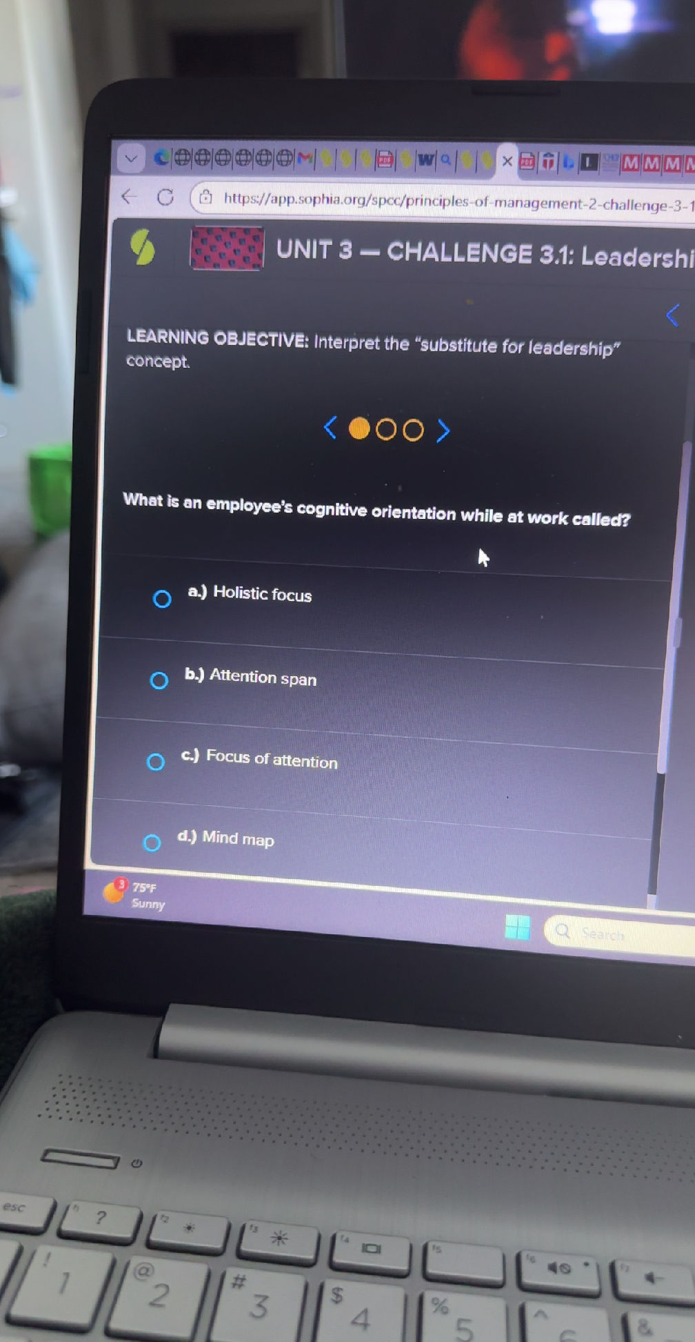 What is an employee's cognitive orientation | StudyX