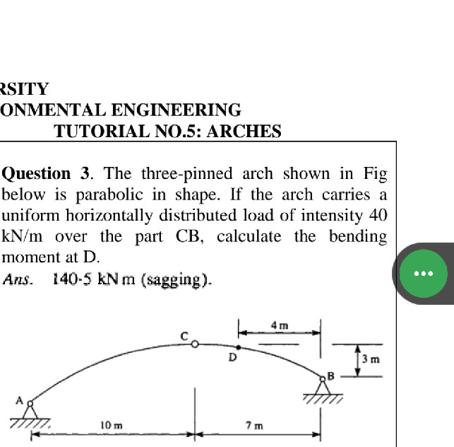Question 3. The three-pinned arch shown in | StudyX