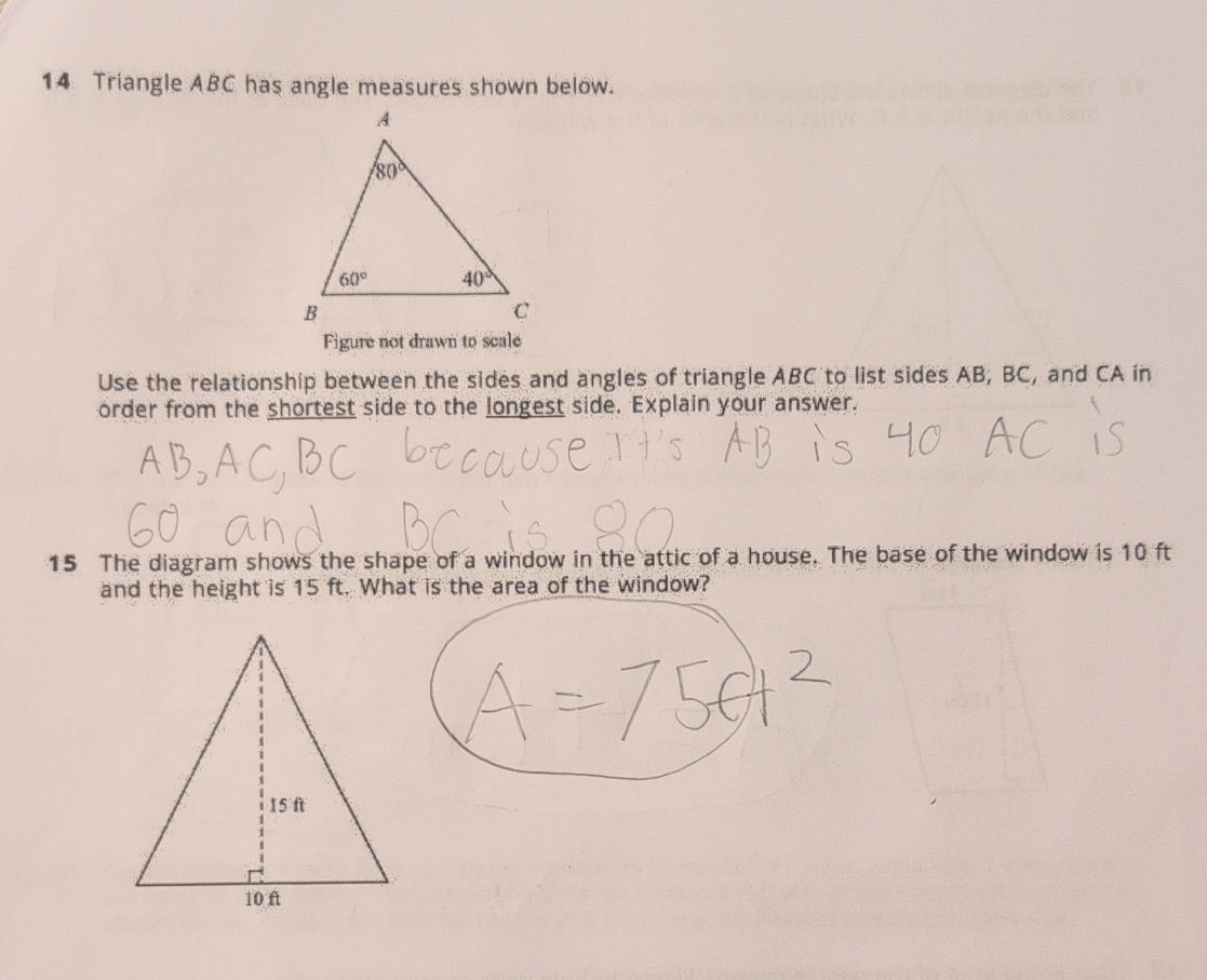 14 Triangle ABC has angle measures shown | StudyX