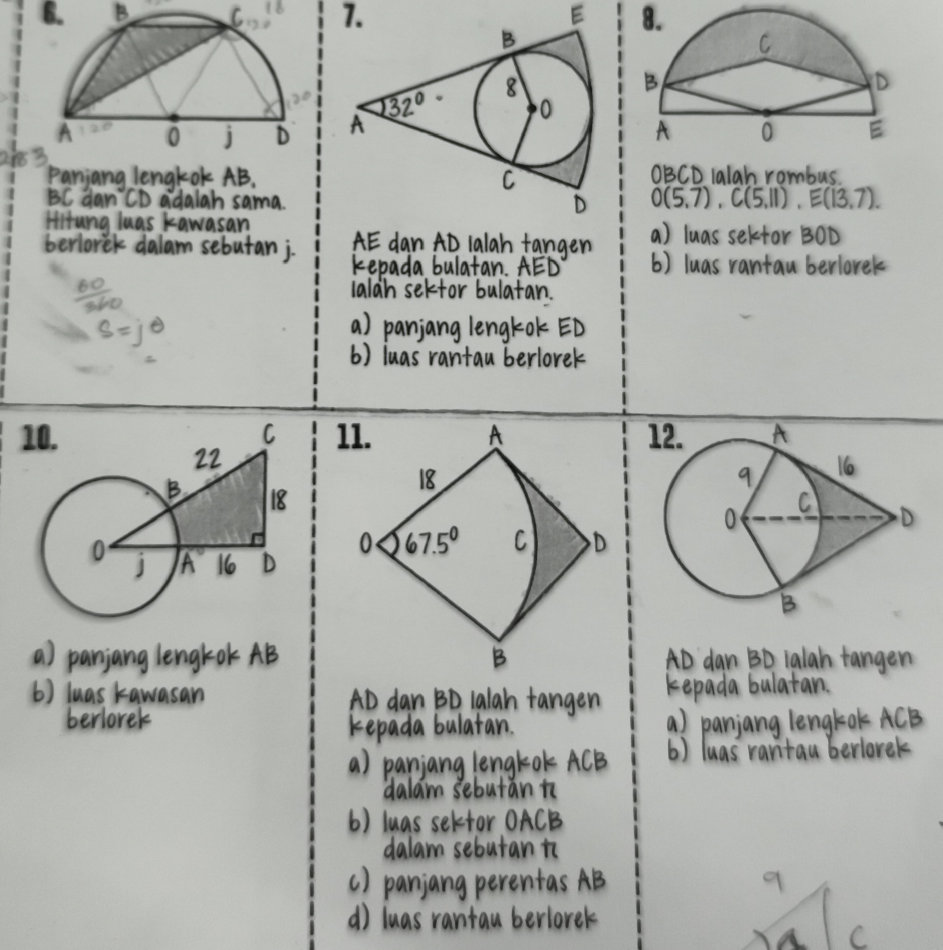 OBCD lalah rombus. 0(5.7), C(5.11), E(13.7). | StudyX