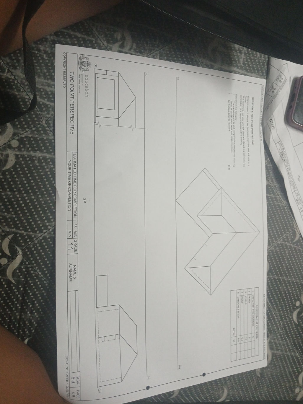 QUESTION 3. TWO POINT PERSPECTIVE Diagram | StudyX