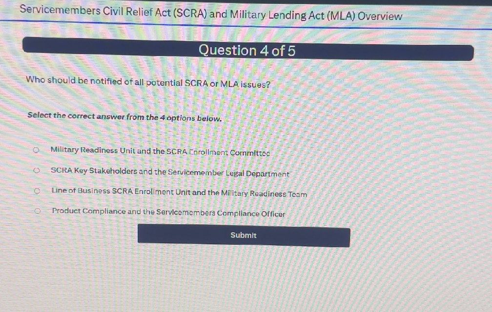 Who should be notified of all potential SCRA