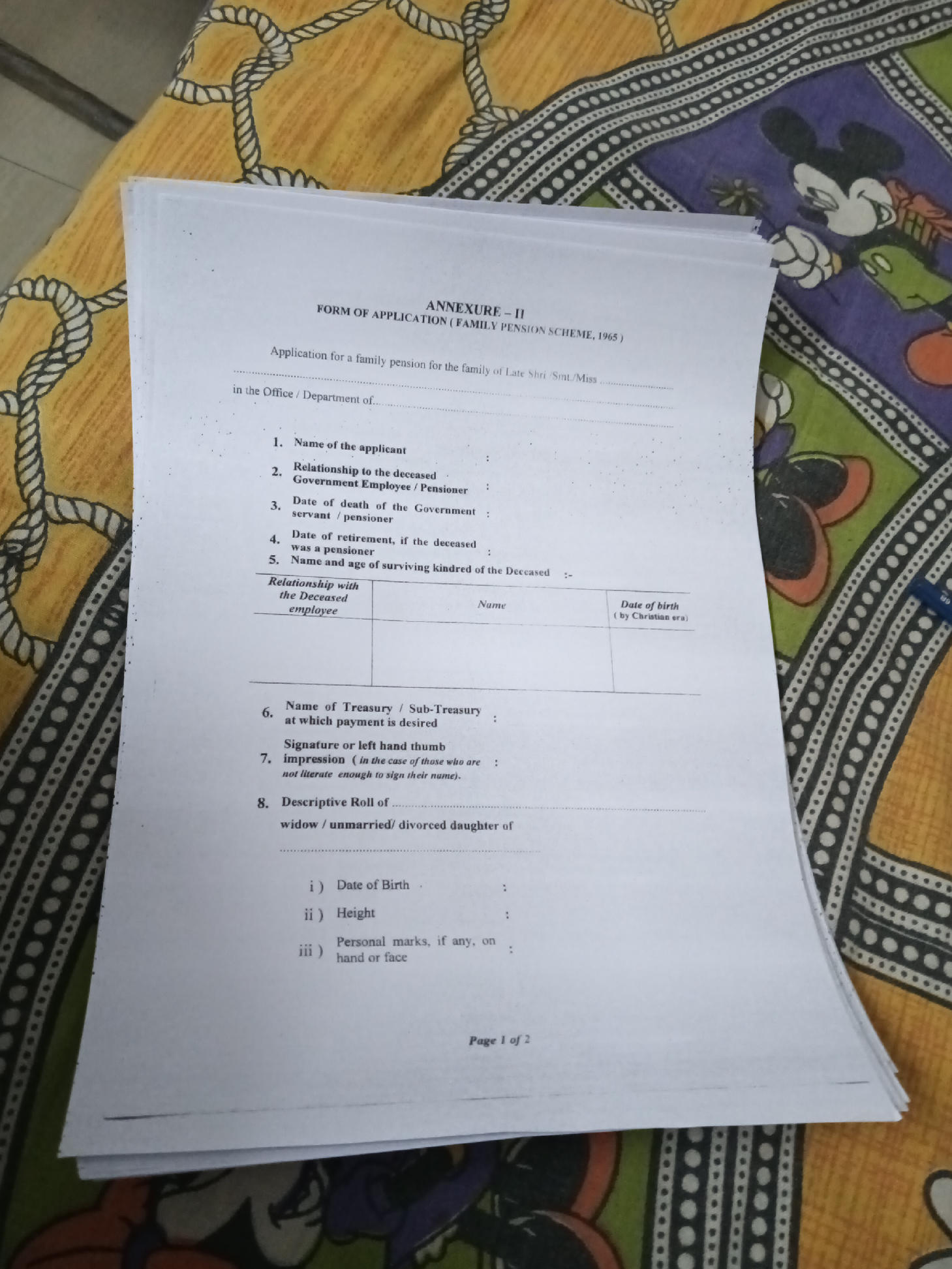 ANNEXURE - II FORM OF APPLICATION (FAMILY | StudyX
