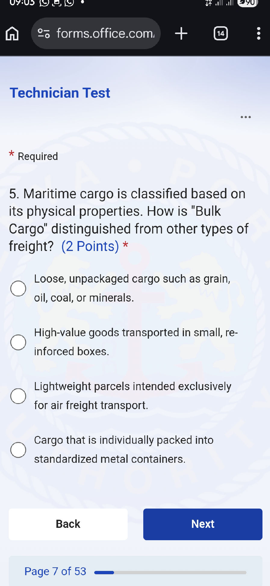 Maritime cargo is classified based on its | StudyX