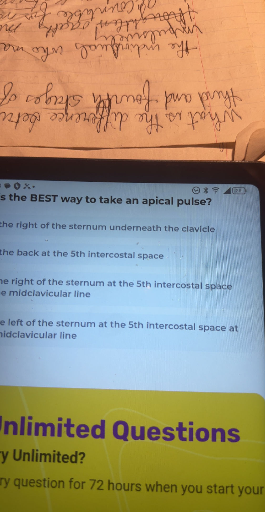 What is the BEST way to take an apical | StudyX