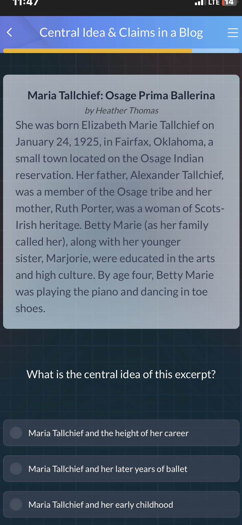 Maria Tallchief: Osage Prima Ballerina by | StudyX