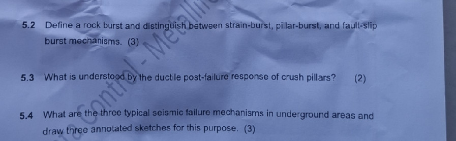 Define a rock burst and distinguish between | StudyX