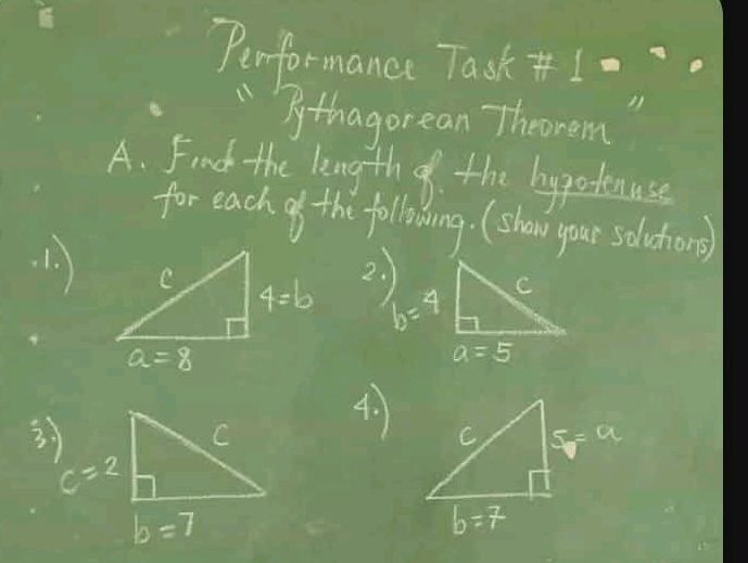 Performance Task #1 "Pythagorean Theorem" A. | StudyX
