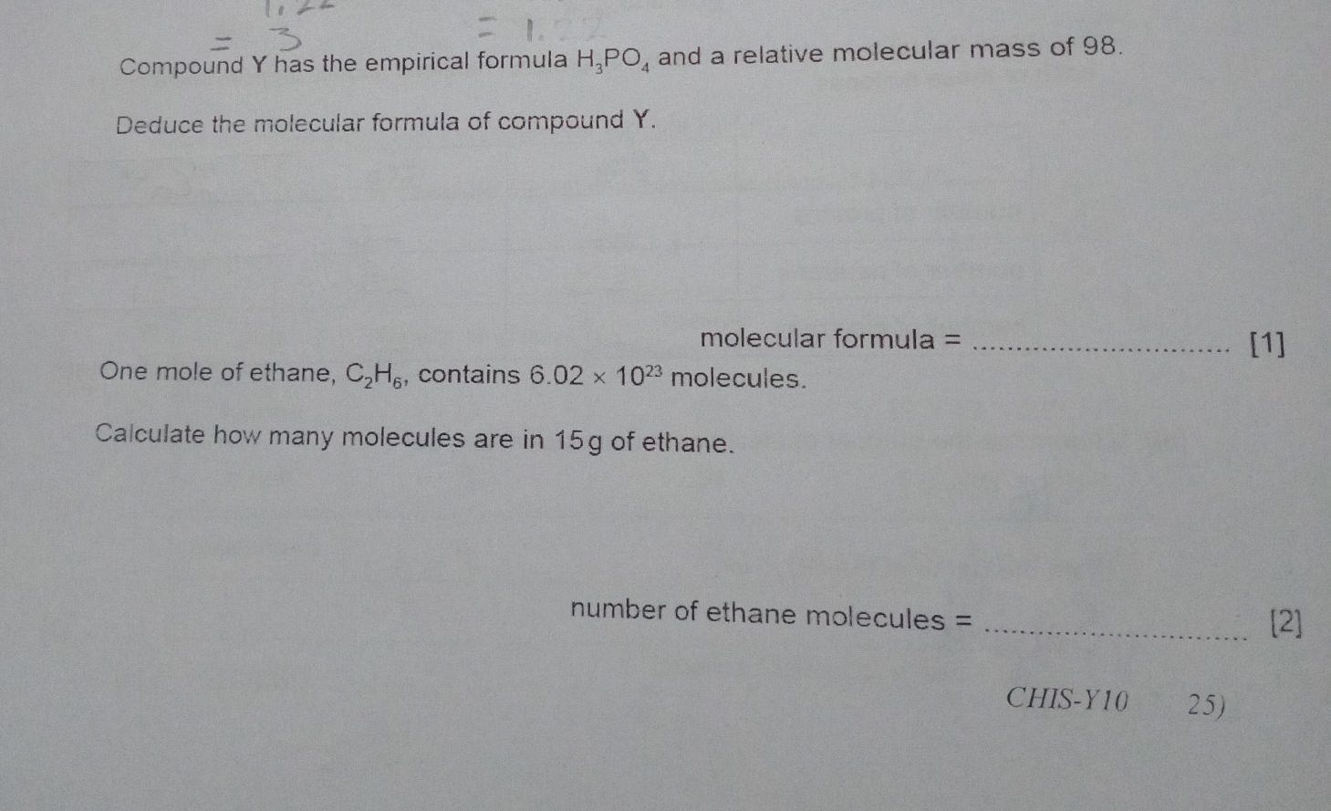 One mole of ethane, C₂H₆, contains $6.02 | StudyX