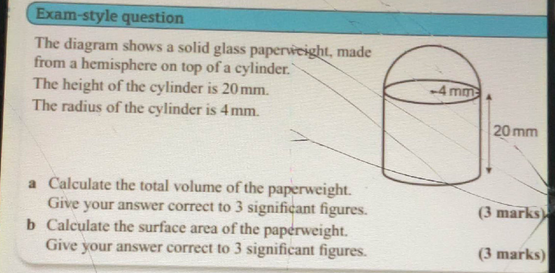 The diagram shows a solid glass paperweight, | StudyX