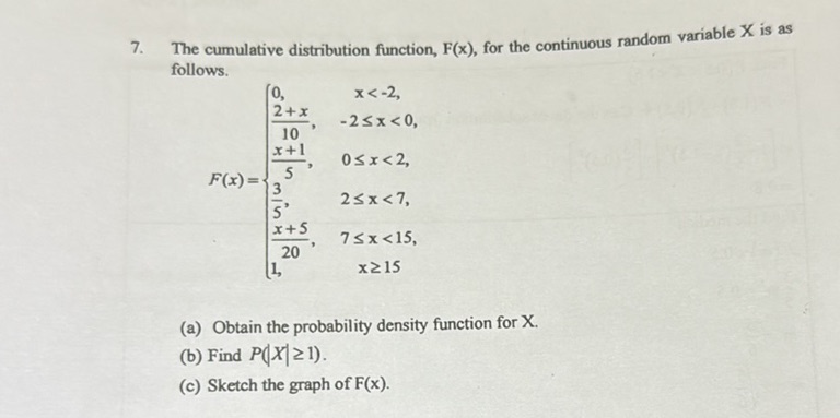 The cumulative distribution function, F(x), | StudyX