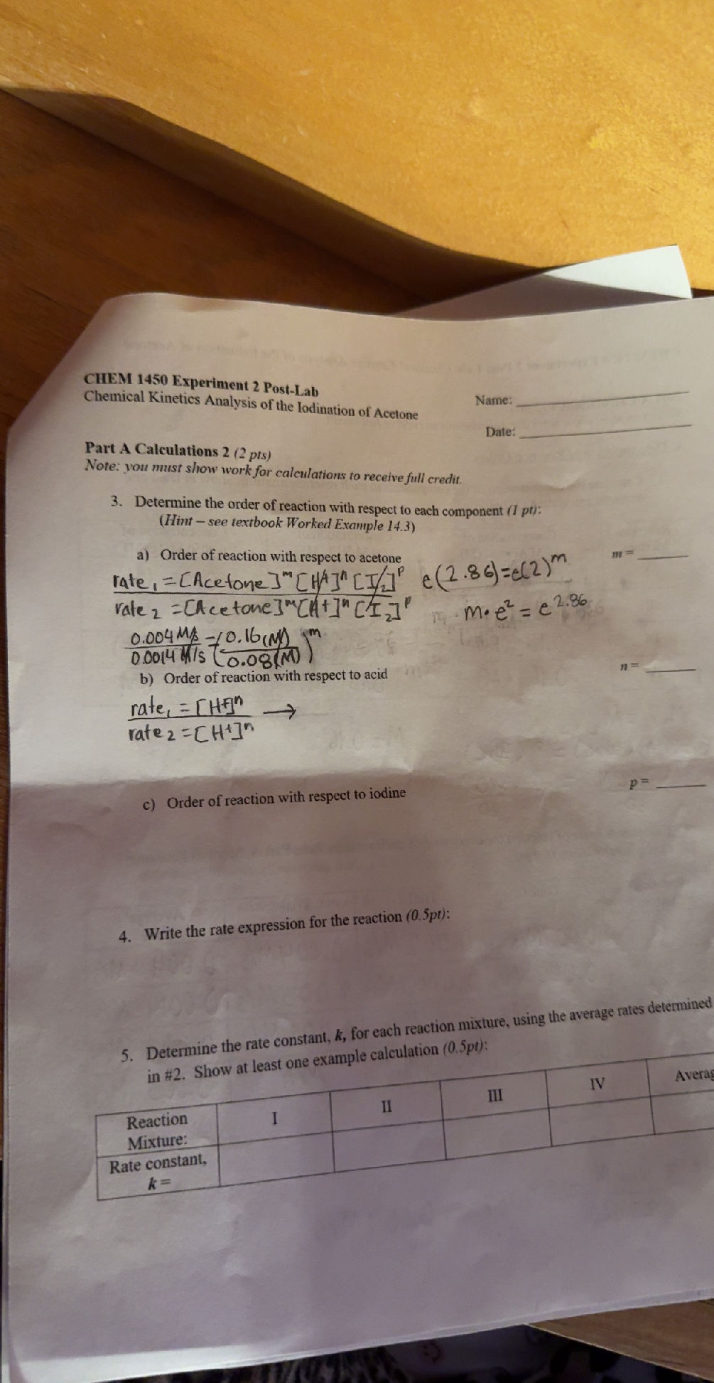 3. Determine the order of reaction with | StudyX