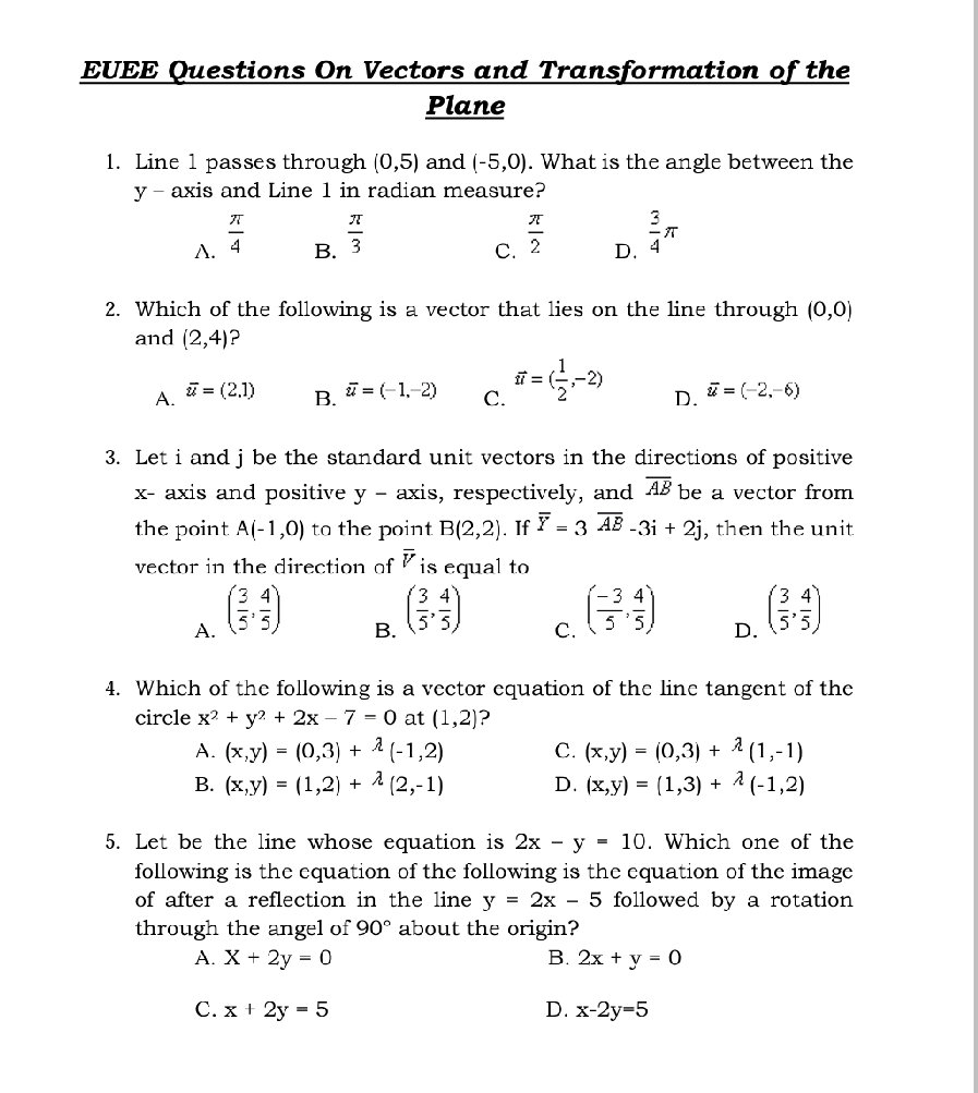 Line 1 passes through (0,5) and (-5,0). What | StudyX