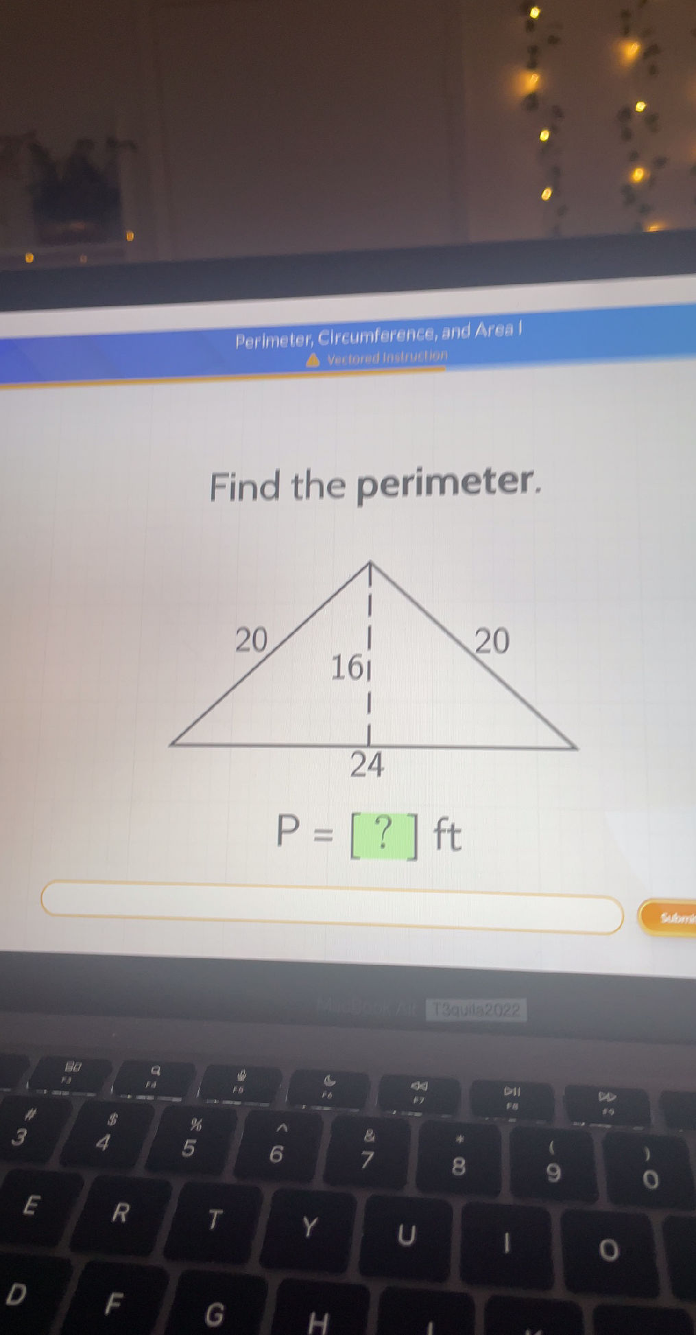 Find the perimeter. Graph of a triangle | StudyX