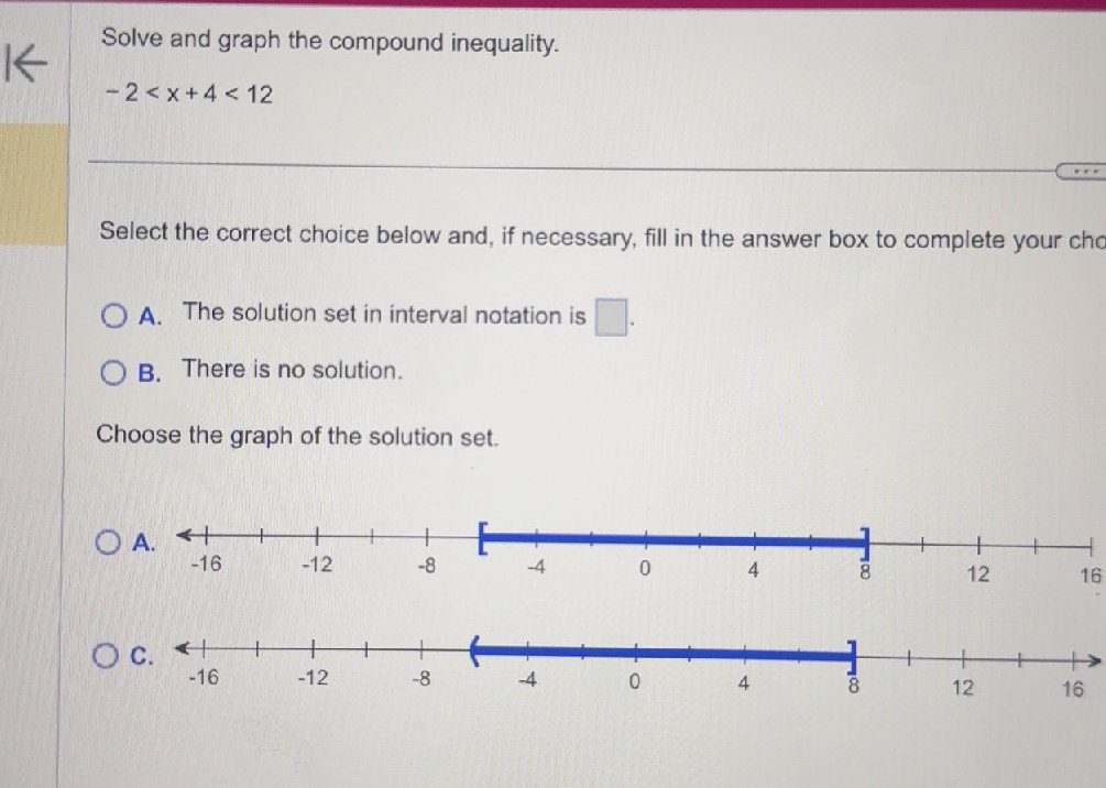 Solve and graph the compound inequality. $-2 | StudyX