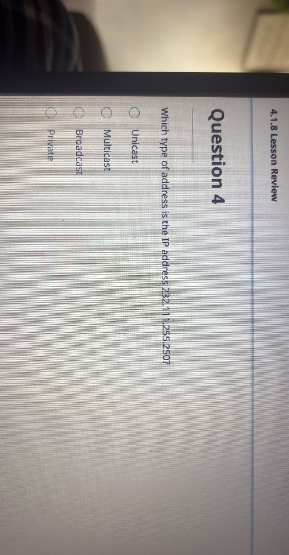 Which type of address is the IP address