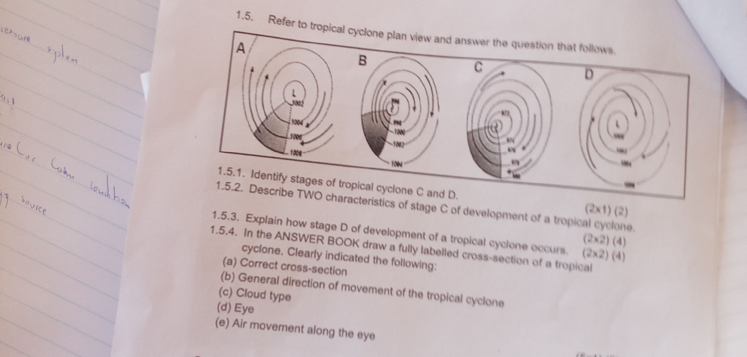 1.5. Refer to tropical cyclone plan view and | StudyX