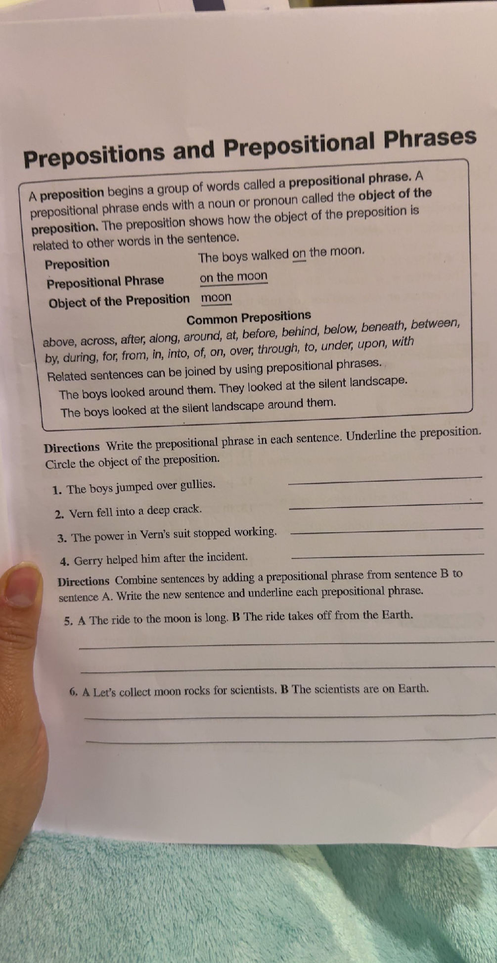 Prepositions and Prepositional Phrases A | StudyX