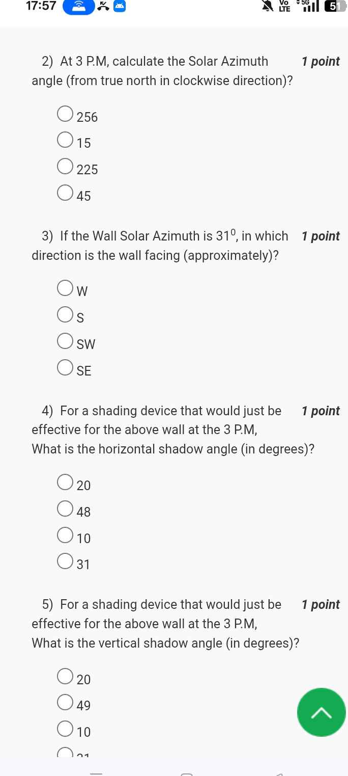 2) At 3 P.M, calculate the Solar Azimuth | StudyX