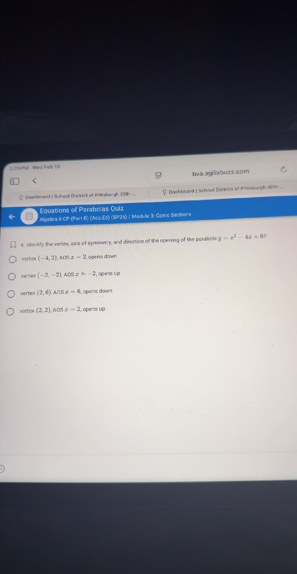 Identify the vertex, axis of symmetry, and | StudyX