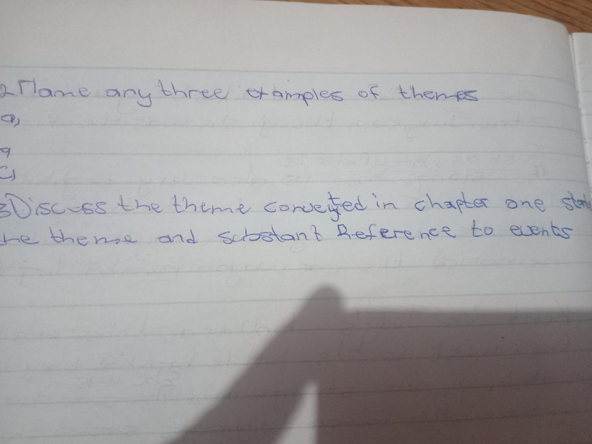2 Name any three examples of themes a) 3 | StudyX