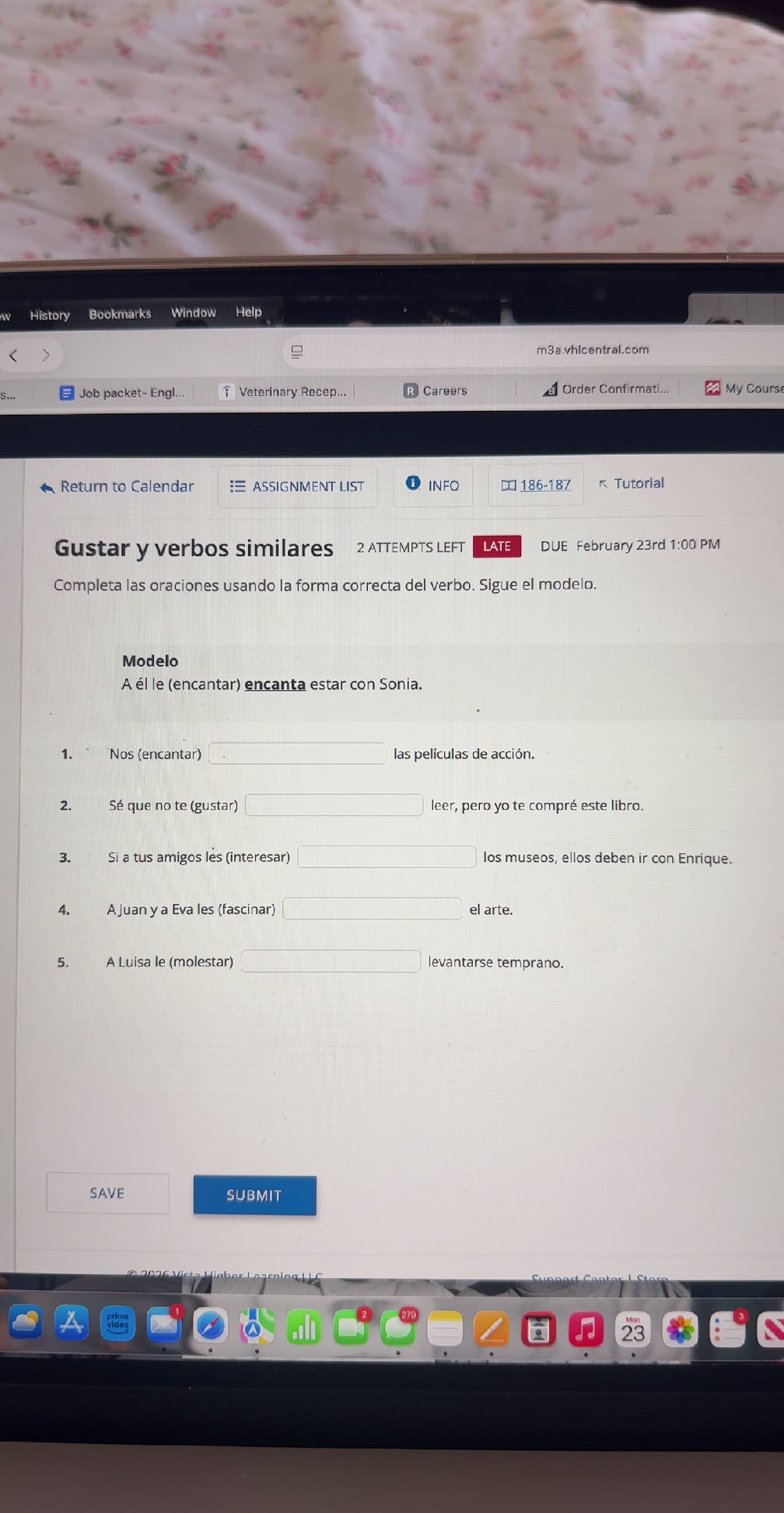 Gustar y verbos similares Completa las